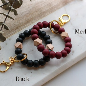 Beaded Wristlet Keychain, Silicone Wristlet, Bracelet Key Ring, Boho ...