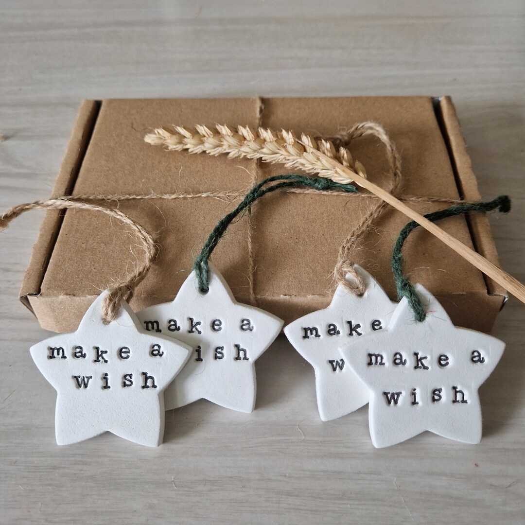 Clay Gift Tags, Personalised Gift Tags, Make a Wish Polymer Clay Stars ...