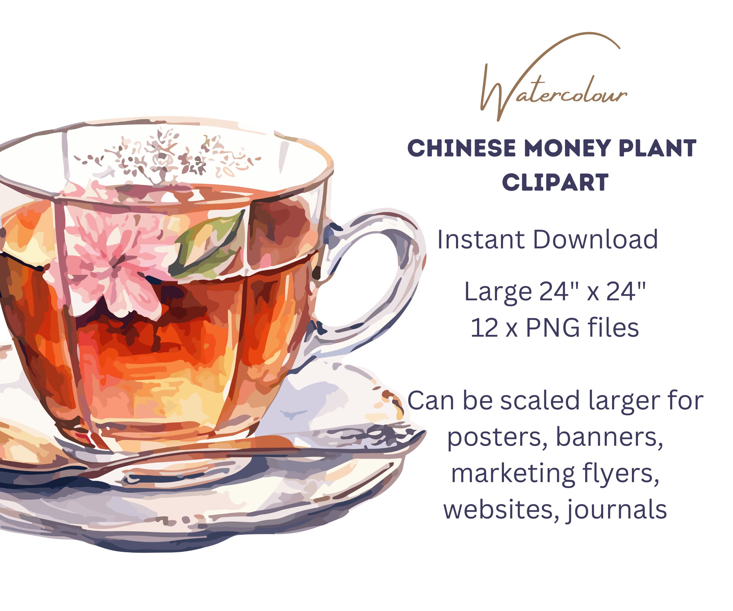 Teacup Clipart Watercolor PNG Art Tea Party Clip Art Bundle Teacup ...