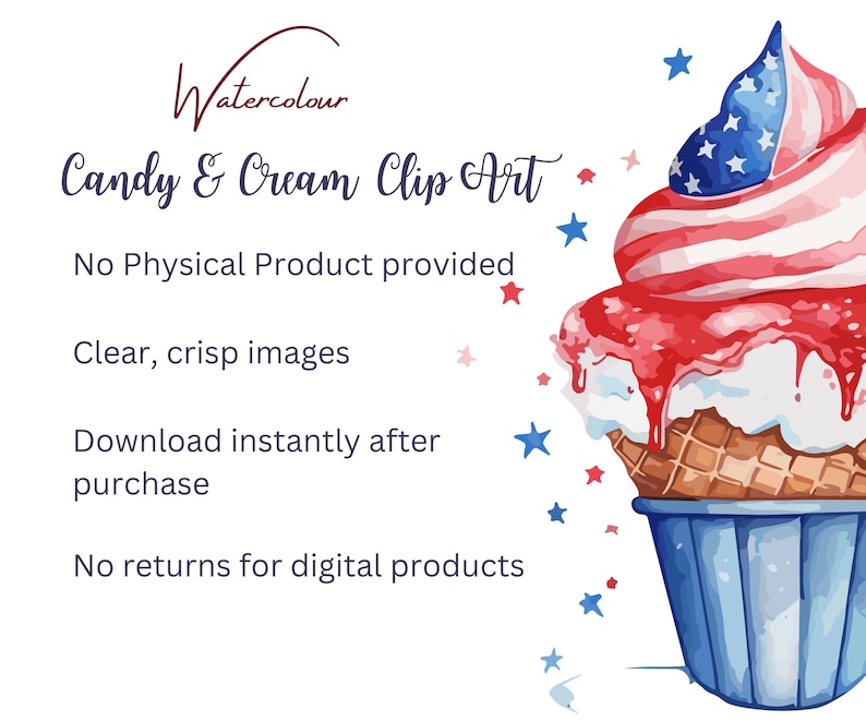 4th of July Candy Ice Cream Clipart Memorial Day American Flag PNG ...