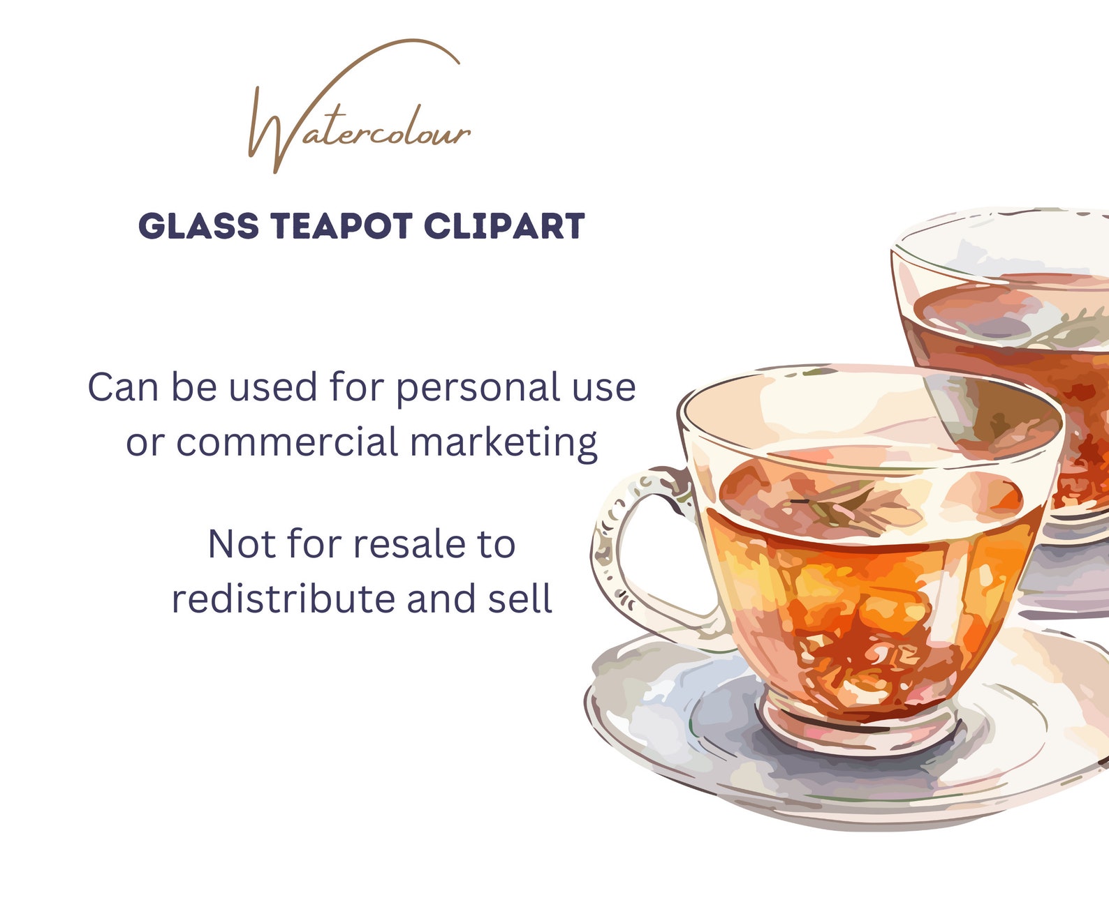 Teacup Clipart Watercolor PNG Art Tea Party Clip Art Bundle Teacup ...