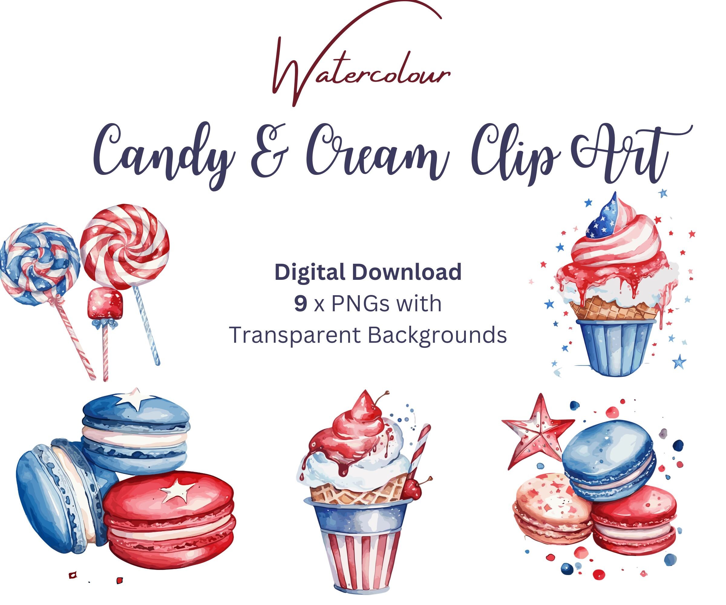 4th of July Candy Ice Cream Clipart Memorial Day American Flag PNG ...