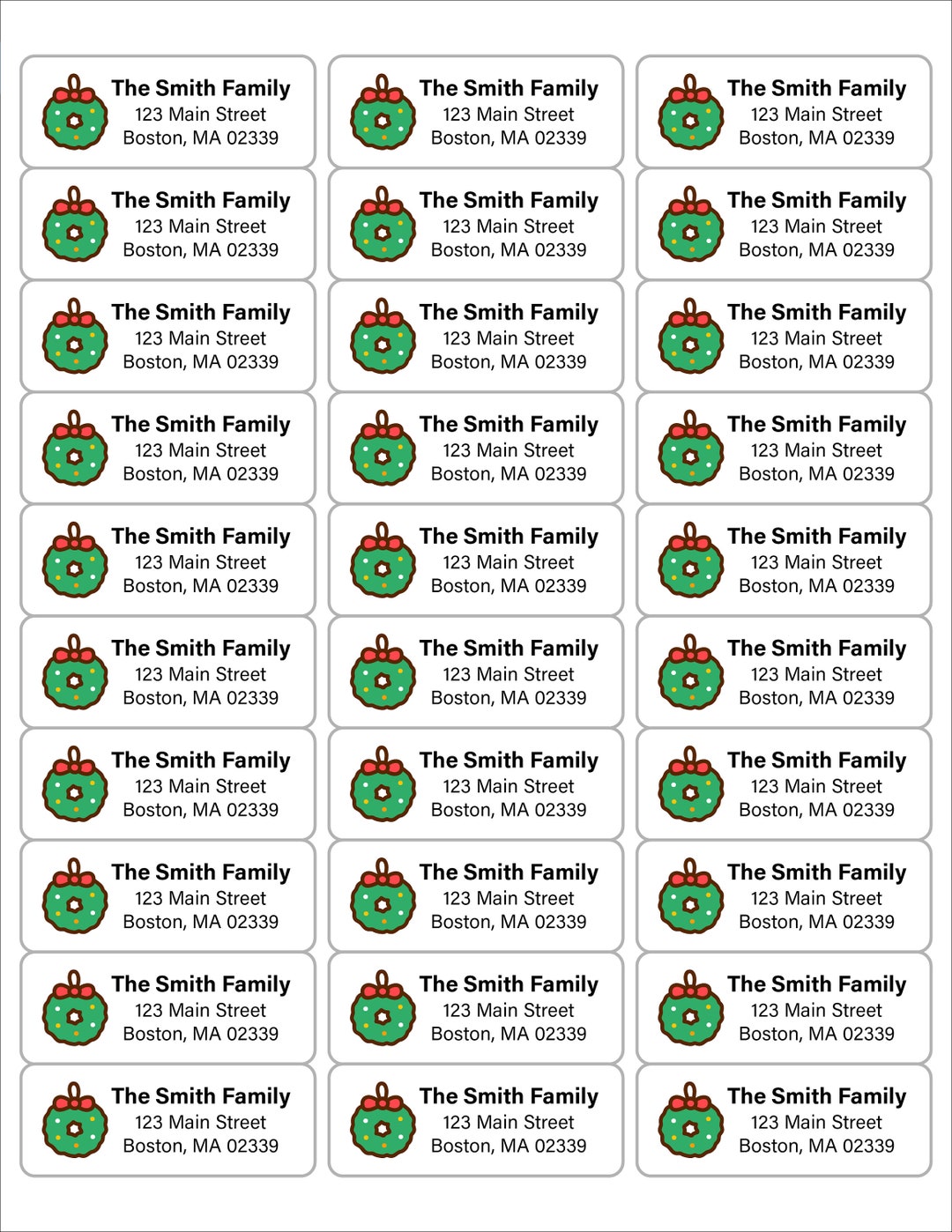 Christmas Return Mailing Labels Wreath - Etsy