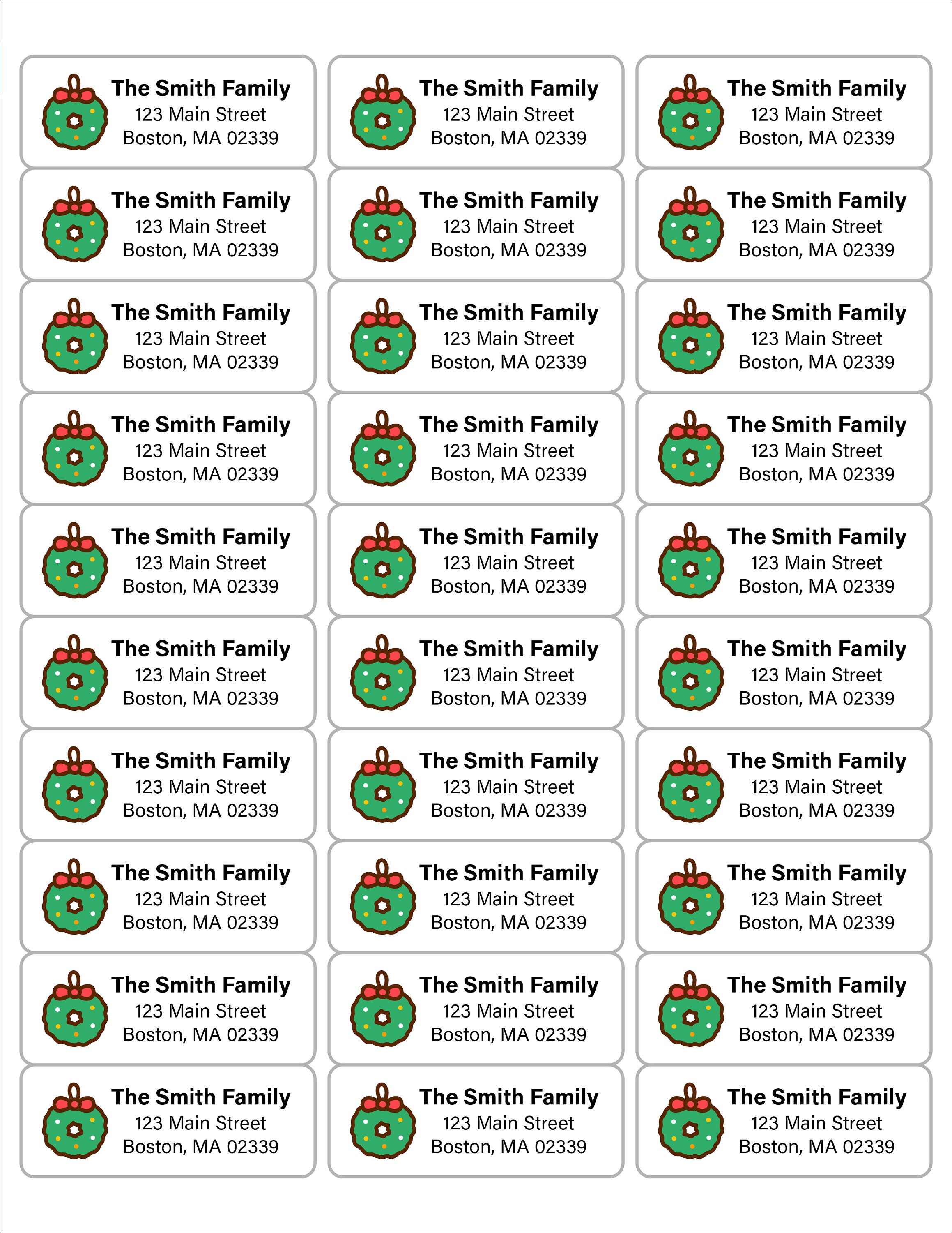 Christmas Return Mailing Labels Wreath - Etsy