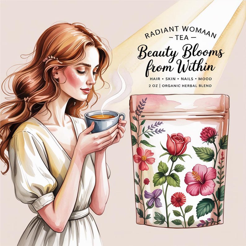 Radiant Woman Beauty Tea | Organic Herbal Blend for Hair, Skin & Nails ...