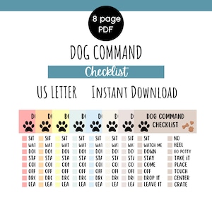 Dog Command Checklist, Dog Training Checklist, New and Improved!, US ...