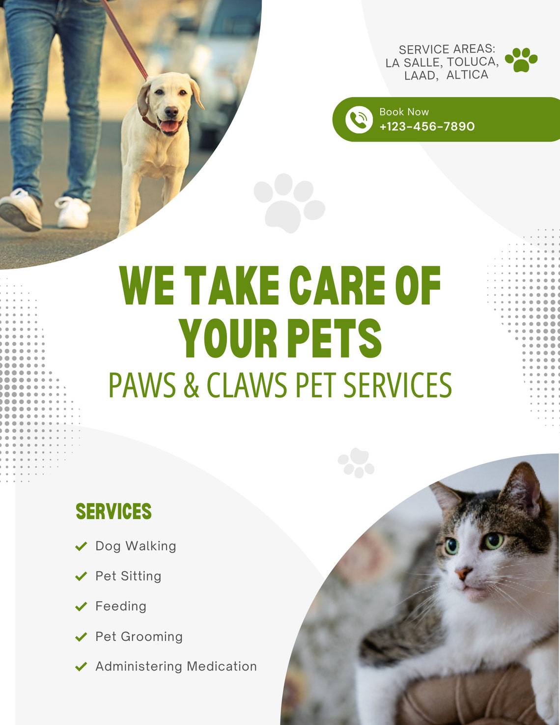 Pet Services Flyer, Pet Sitting Flyer, Dog Walker, 100% Customizable ...