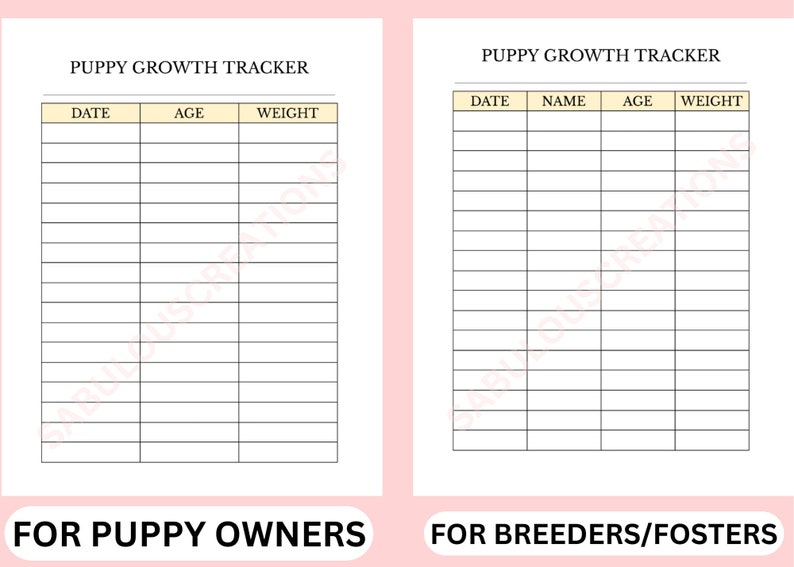 Puppy Growth Tracker | Instant Download, PDF, Printable, US Letter - Etsy