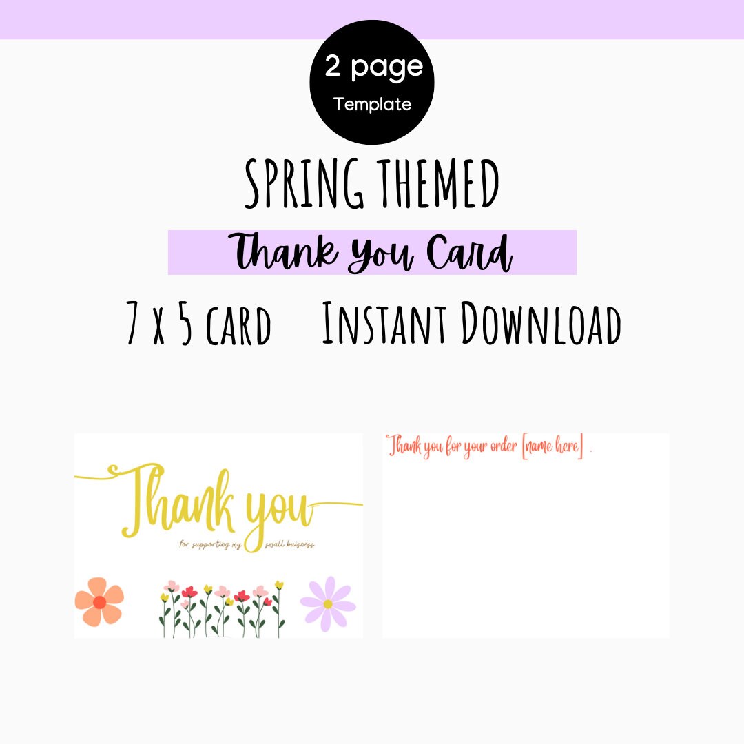 Thank You Card - Spring Themed - Etsy