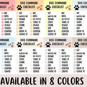 Dog Command Checklist, Dog Training Checklist, New and Improved!, US ...