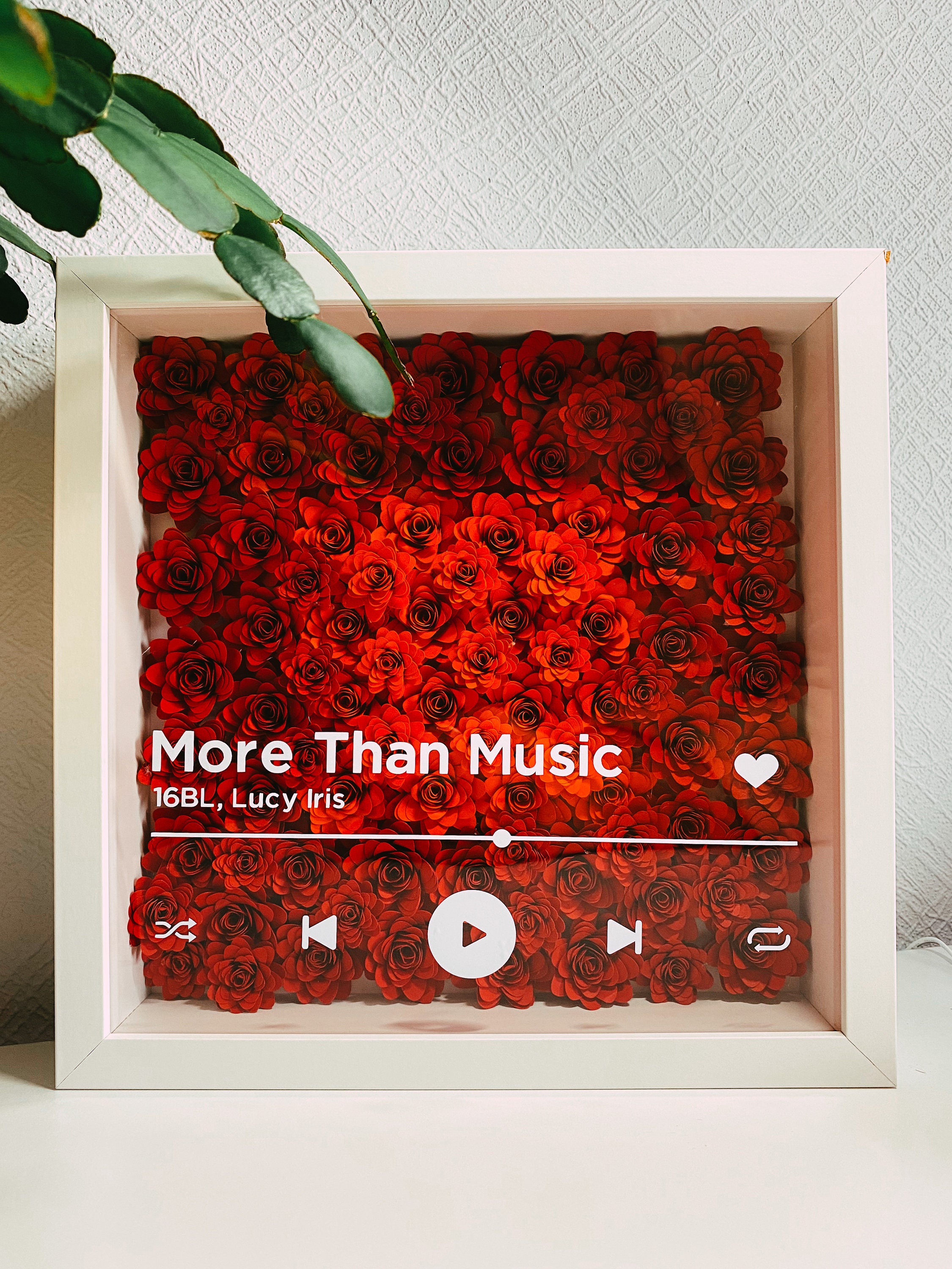Personalised floral shadow box spotify music box 10x | Etsy