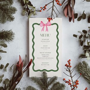 Editable Dinner Menu Template – Holiday Party Menu With Pink Watercolor ...