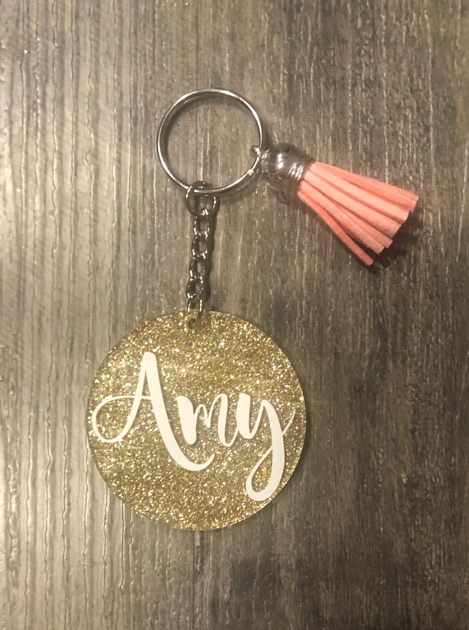 Personalised Glitter Keyring / Keychain With Tassel - Etsy UK