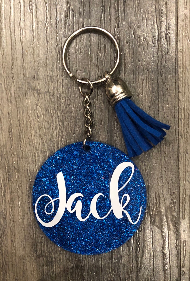 Personalised Glitter Keyring / Keychain With Tassel - Etsy UK