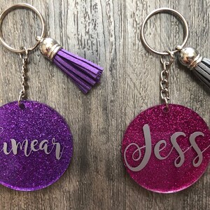 Personalised Glitter Keyring / Keychain With Tassel - Etsy UK