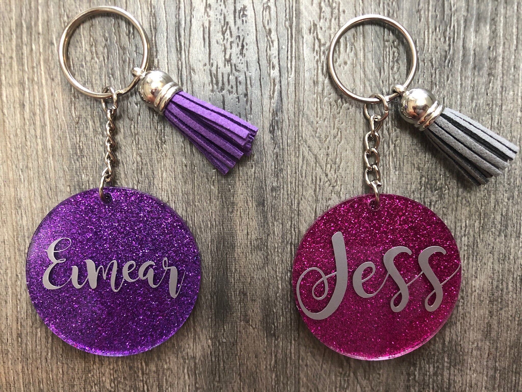 Personalised Glitter Keyring / Keychain With Tassel - Etsy UK
