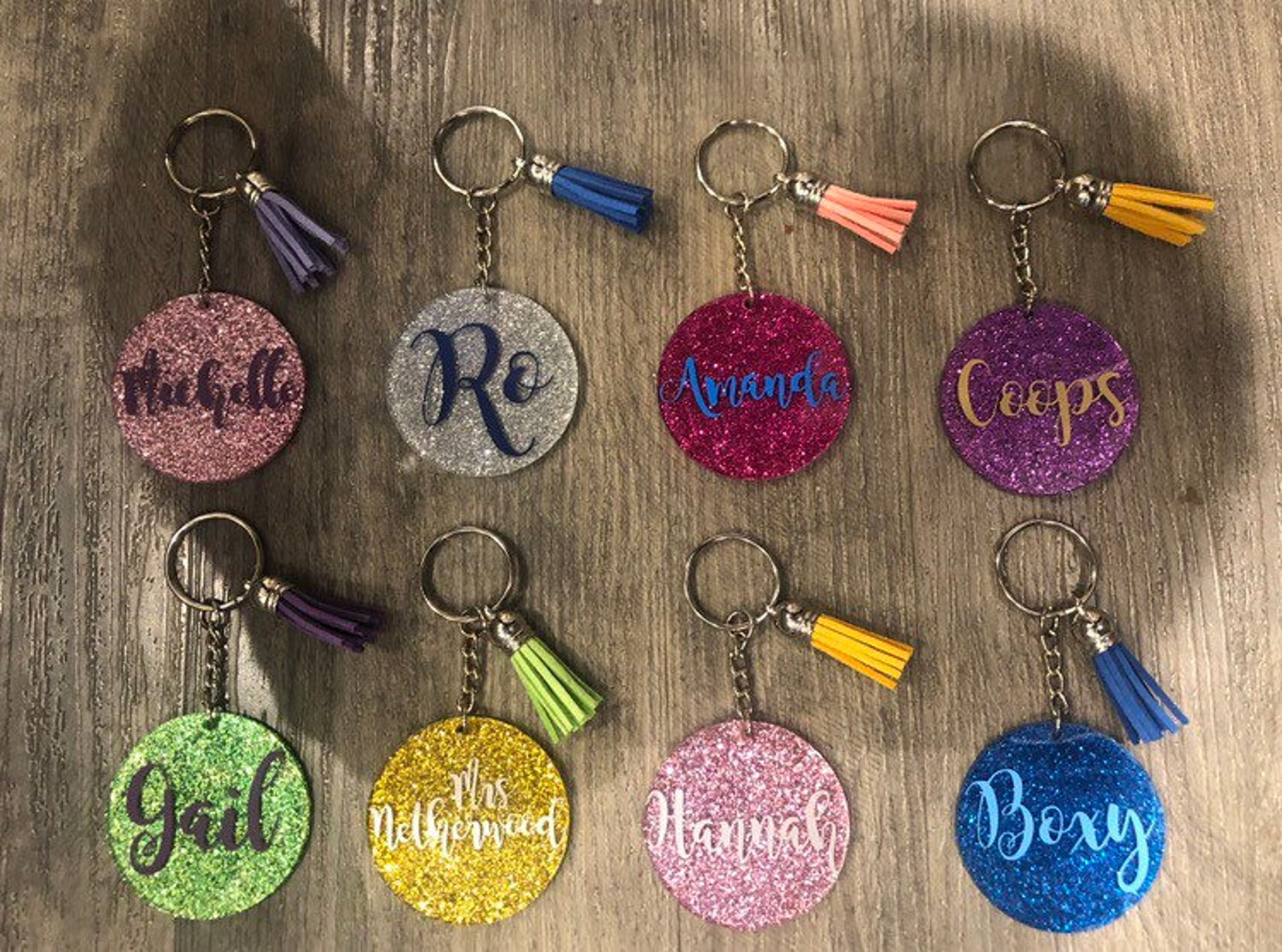Personalised Glitter Keyring / Keychain With Tassel - Etsy UK