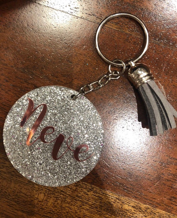Personalised Glitter Keyring / Keychain With Tassel - Etsy UK