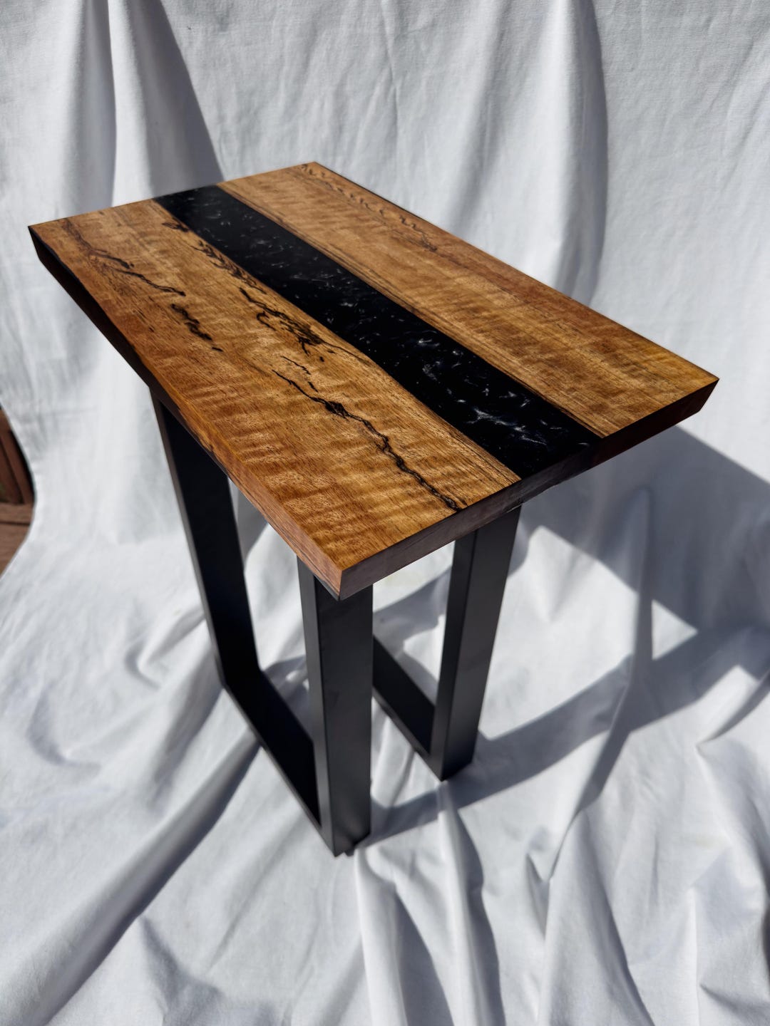 Black Modern End Table, Gaboon Ebony Wood End Table, Exotic Wood ...