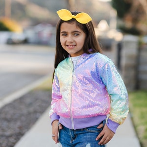 Spring Rainbow Sparkle Jacket, Soft Jackets. Girls Sequins Jacket ...