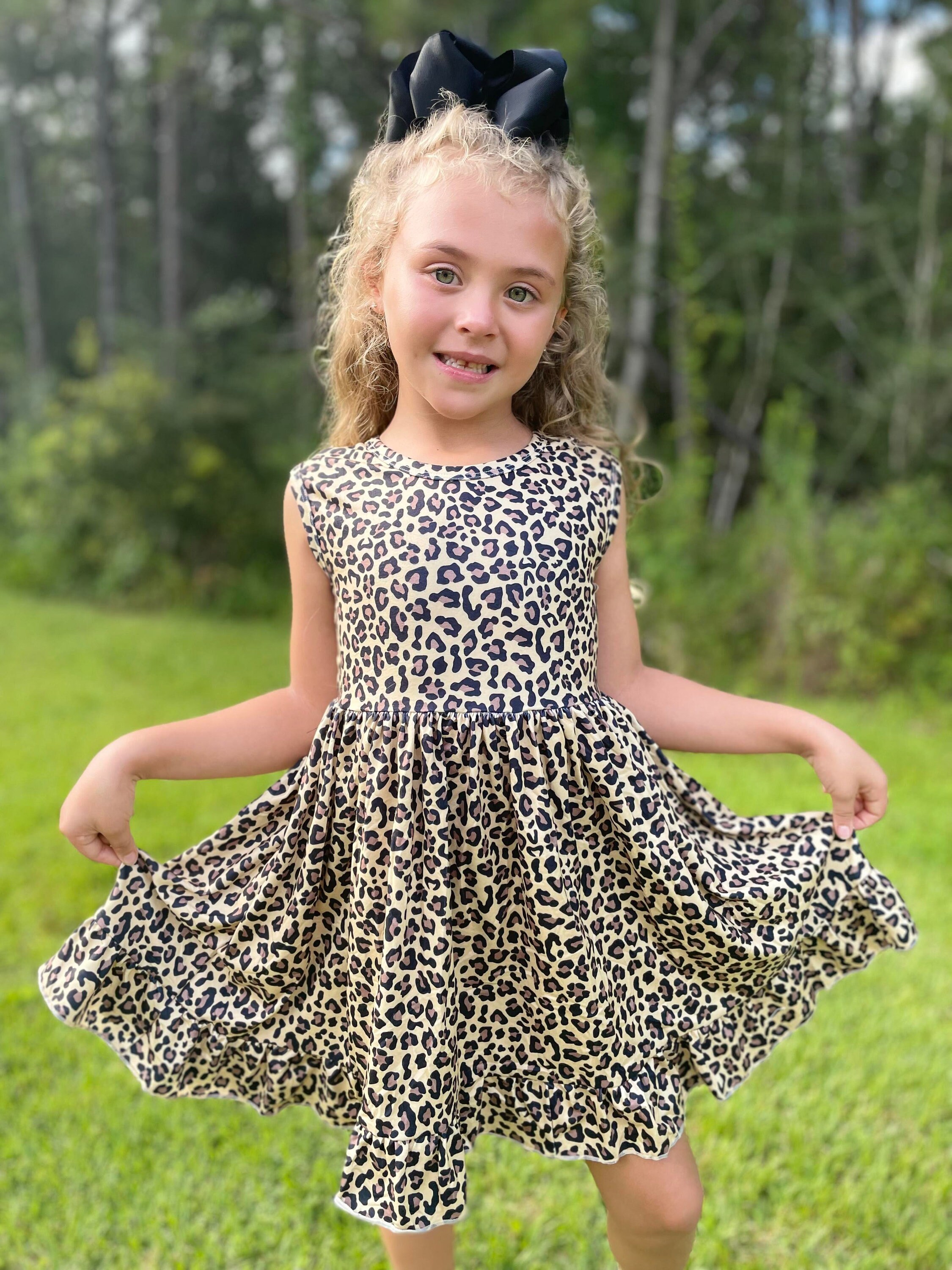Fall Leopard Animal Print Cheetah Milk Silk Back Bow Dress - Etsy