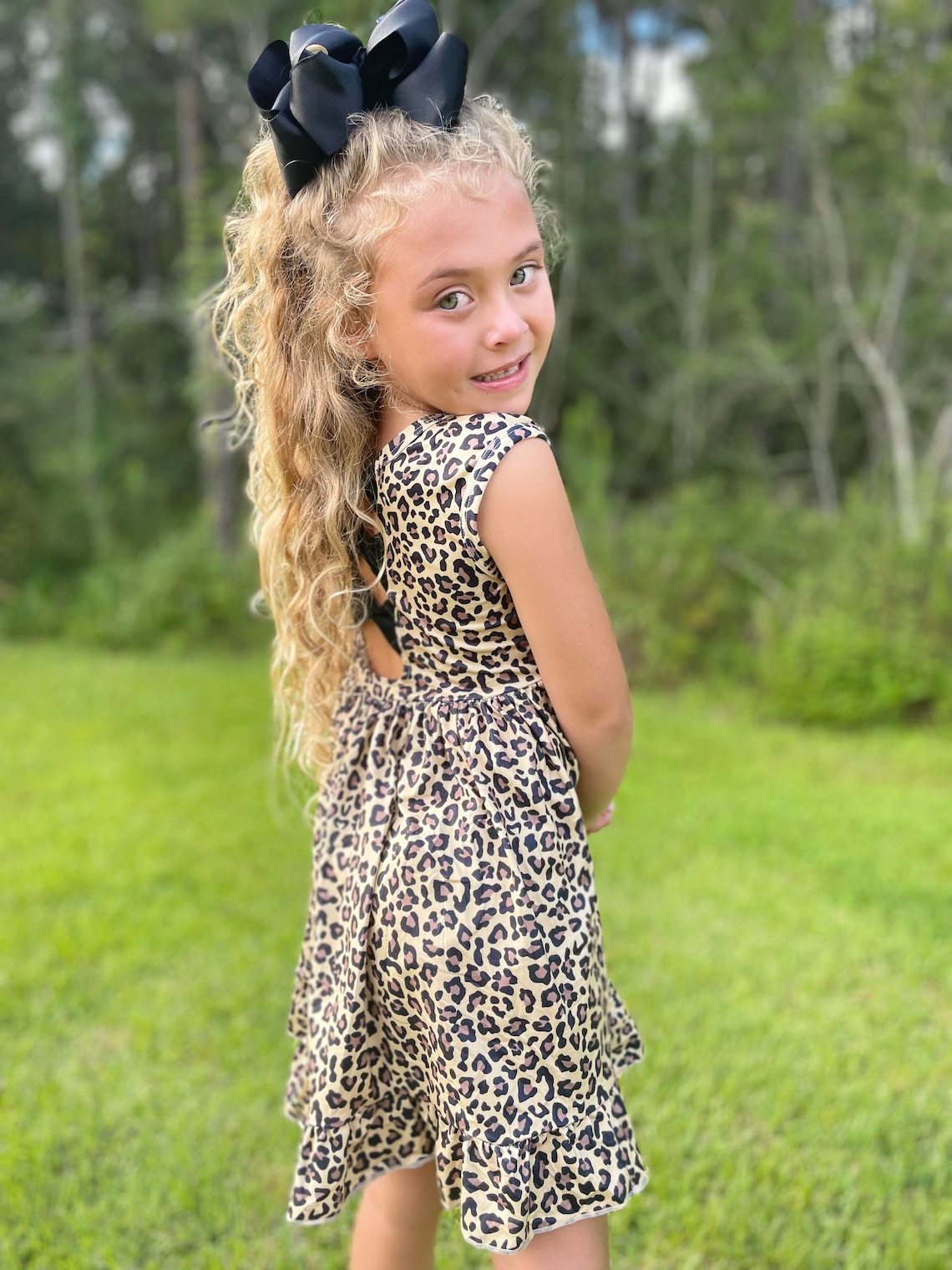 Fall Leopard Animal Print Cheetah Milk Silk Back Bow Dress - Etsy