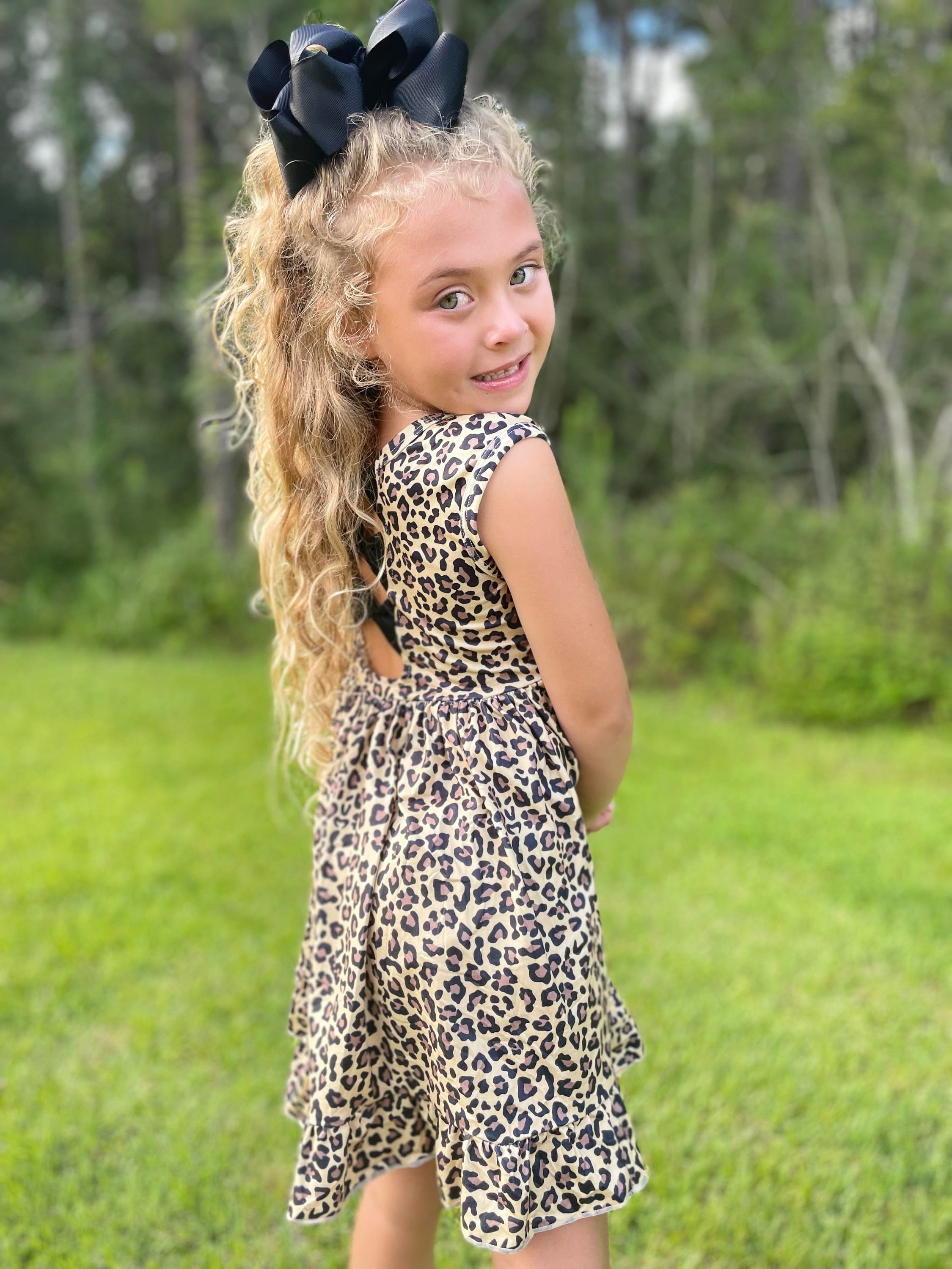Fall Leopard Animal Print Cheetah Milk Silk Back Bow Dress - Etsy