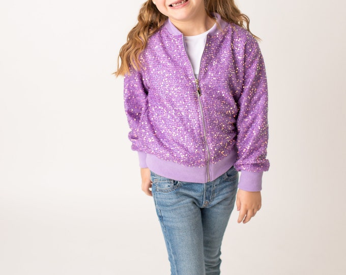 Purple Sparkle Jacket, Soft Jackets. Girls Sequins Jacket - Halloween ...