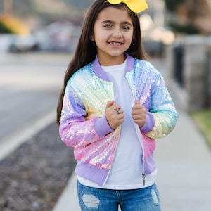 Spring Rainbow Sparkle Jacket, Soft Jackets. Girls Sequins Jacket - Etsy
