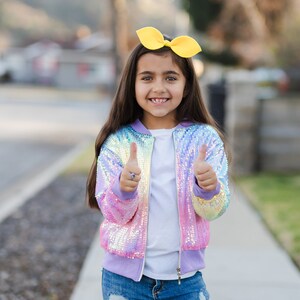 Spring Rainbow Sparkle Jacket, Soft Jackets. Girls Sequins Jacket ...