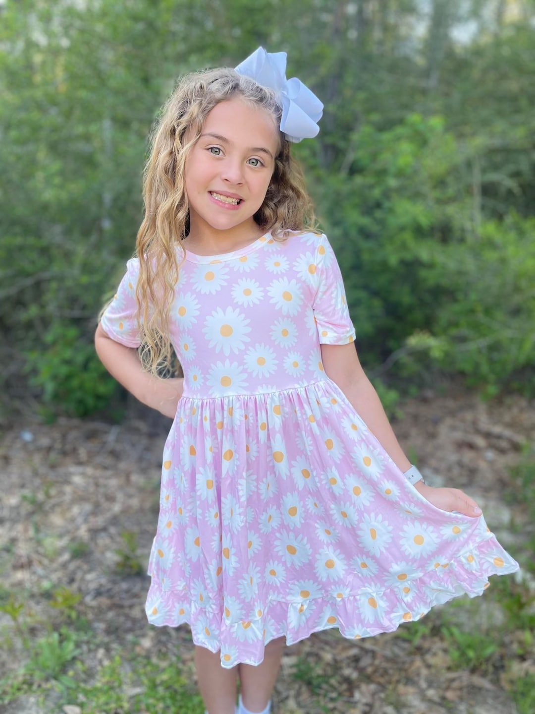 Daisy Back Bow Dress, Summer Spring Dress Soft Milk Silk - Etsy