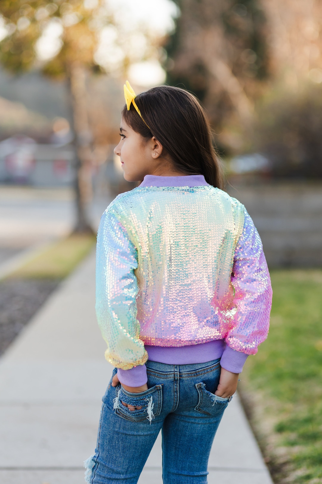 Spring Rainbow Sparkle Jacket, Soft Jackets. Girls Sequins Jacket ...