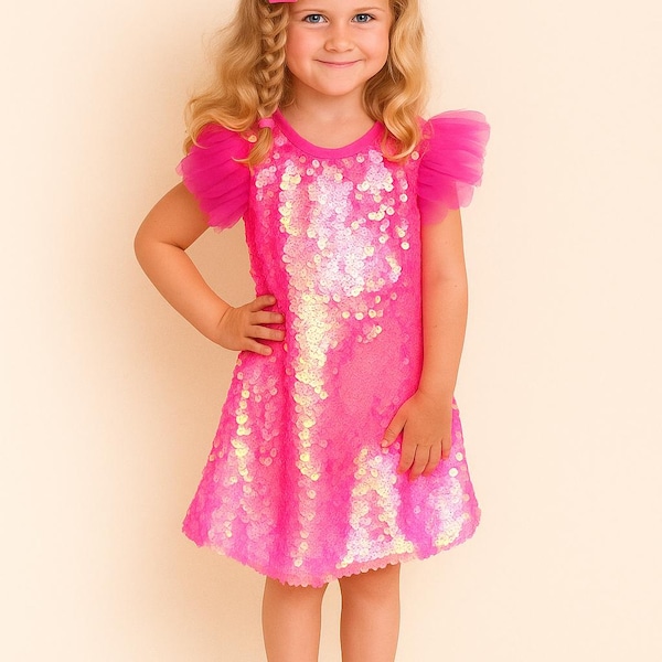 Sparkly Pink Girl Dress - Etsy