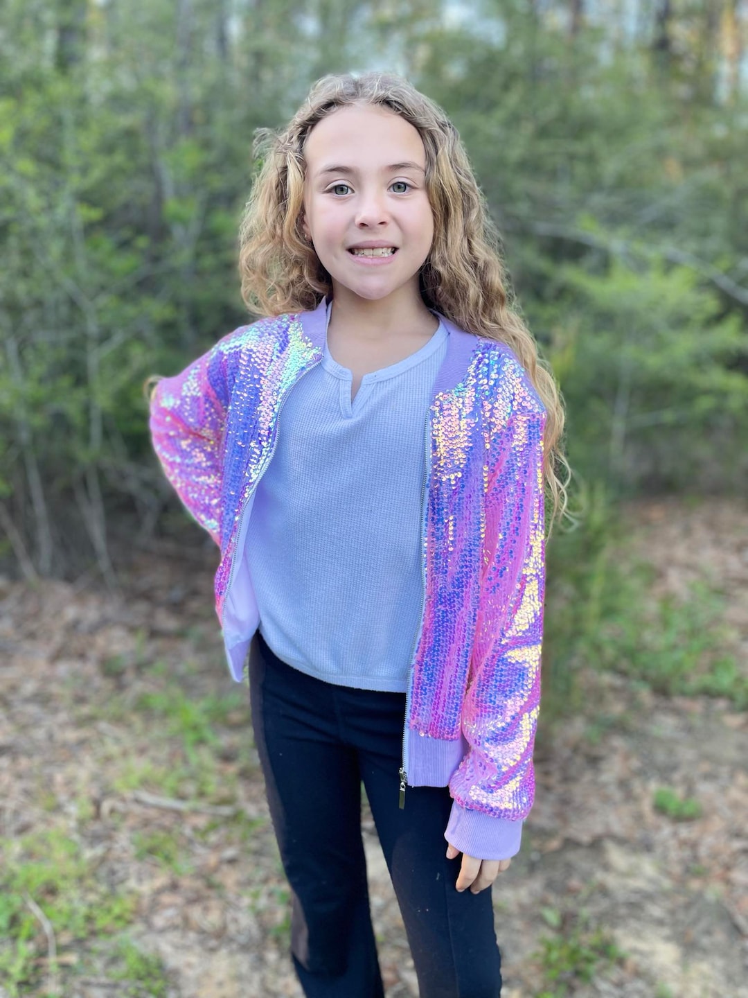 Pink Purple Sparkle Jacket, Soft Jackets. Girls Sequins Jacket - Etsy