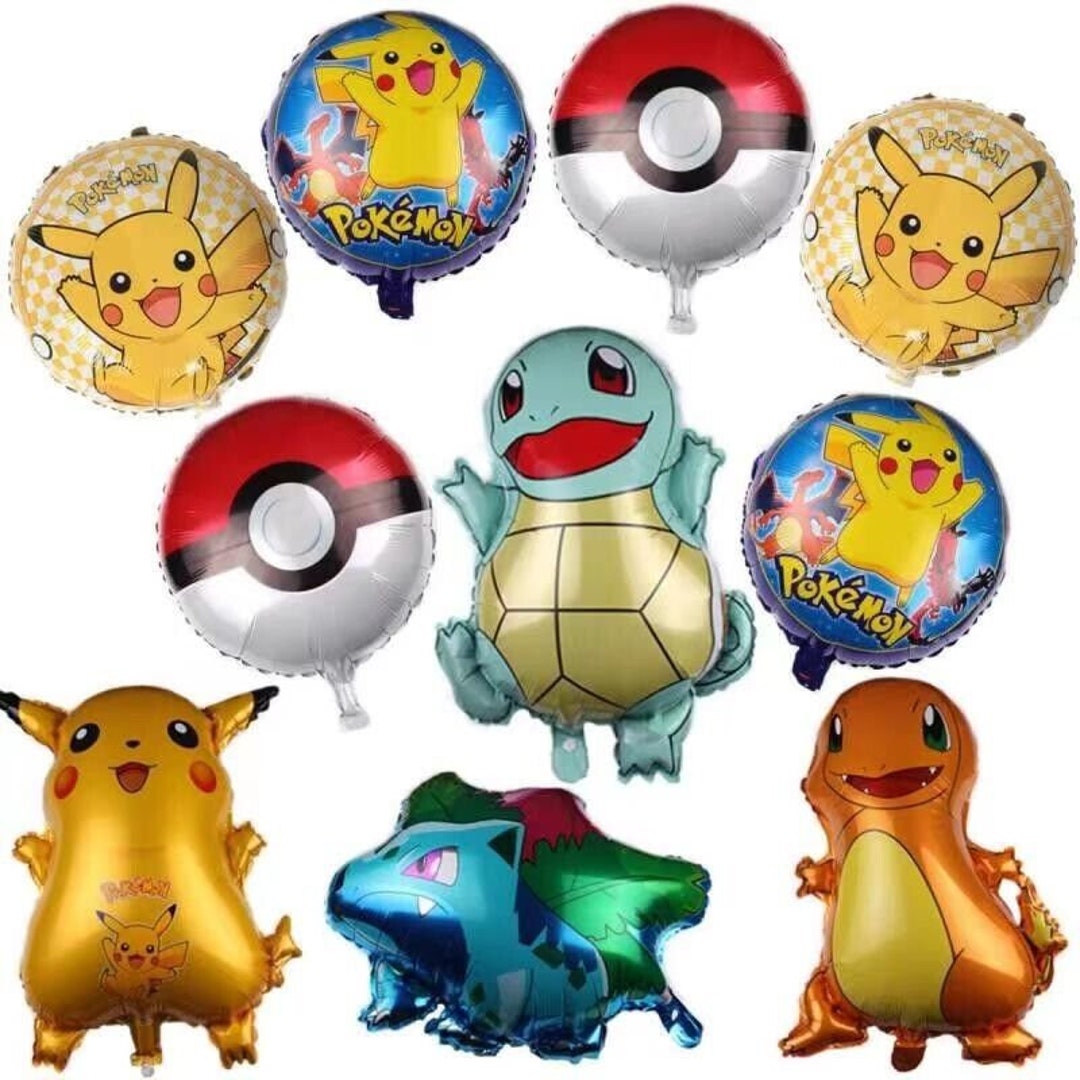 10 Pcs. Large Foil Pokemon Balloons Set Pokémon Theme Birthday Party - Etsy