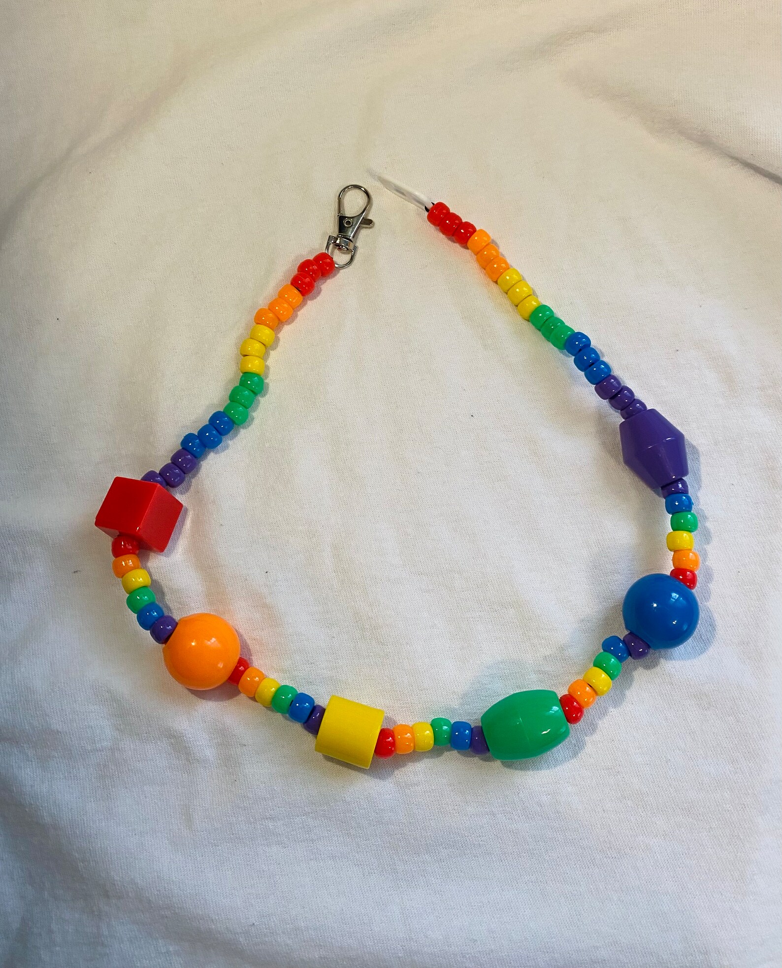 Decora Kei Kidcore Rainbow Jumbo Shapes Kandi Necklace - Etsy