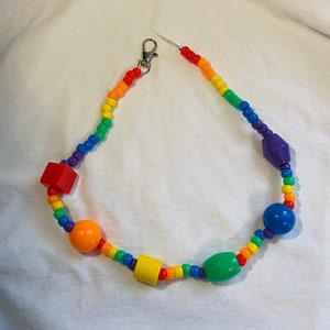Decora Kei Kidcore Rainbow Jumbo Shapes Kandi Necklace - Etsy