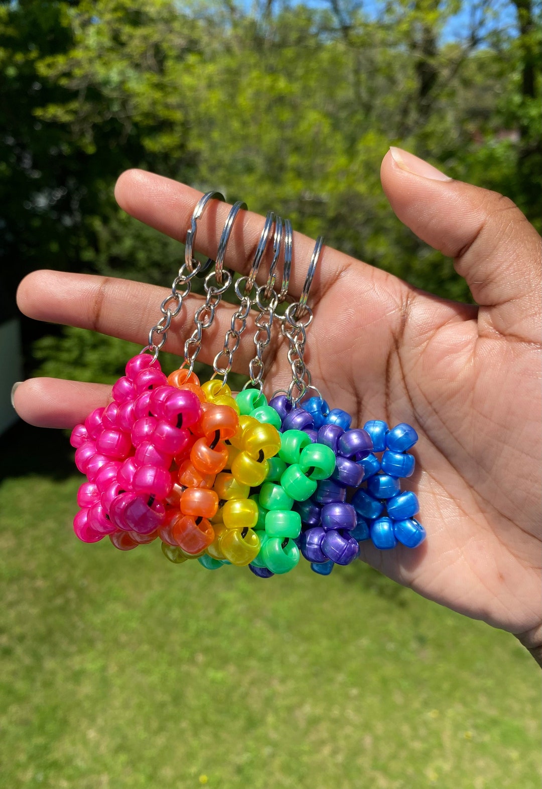 Pearl Rainbow Kandi Star Keychain - Etsy