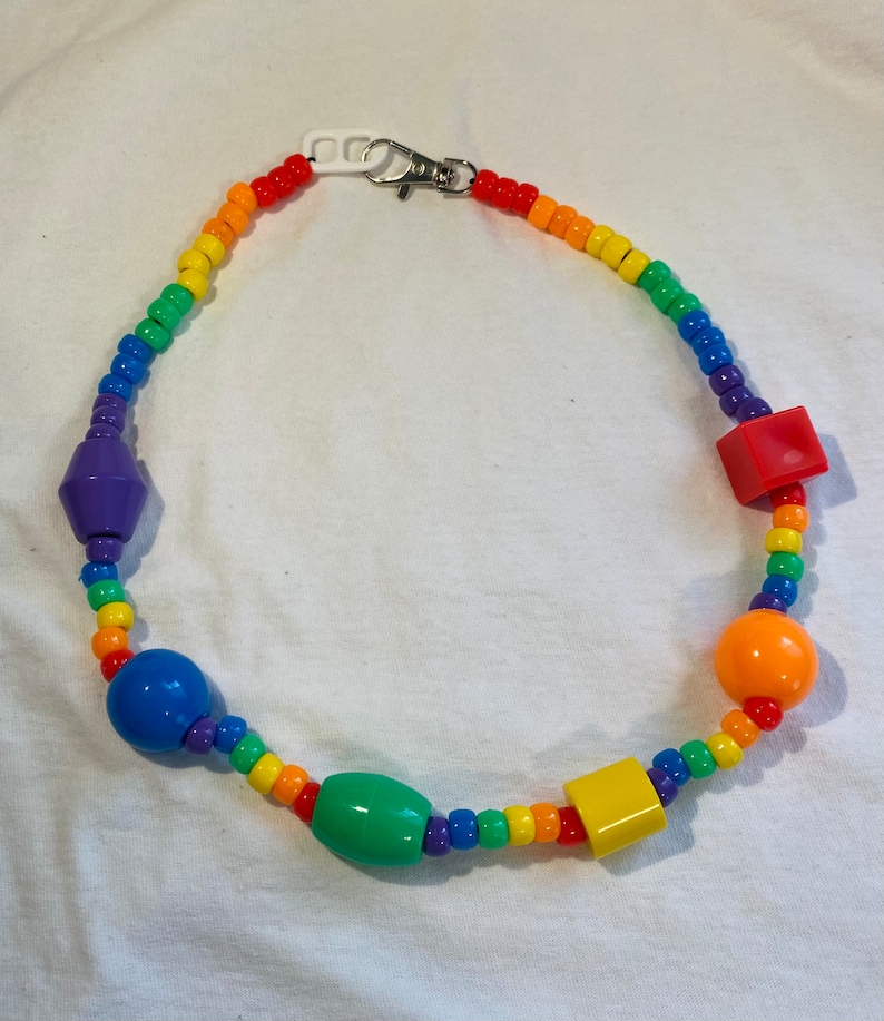 Decora Kei Kidcore Rainbow Jumbo Shapes Kandi Necklace - Etsy