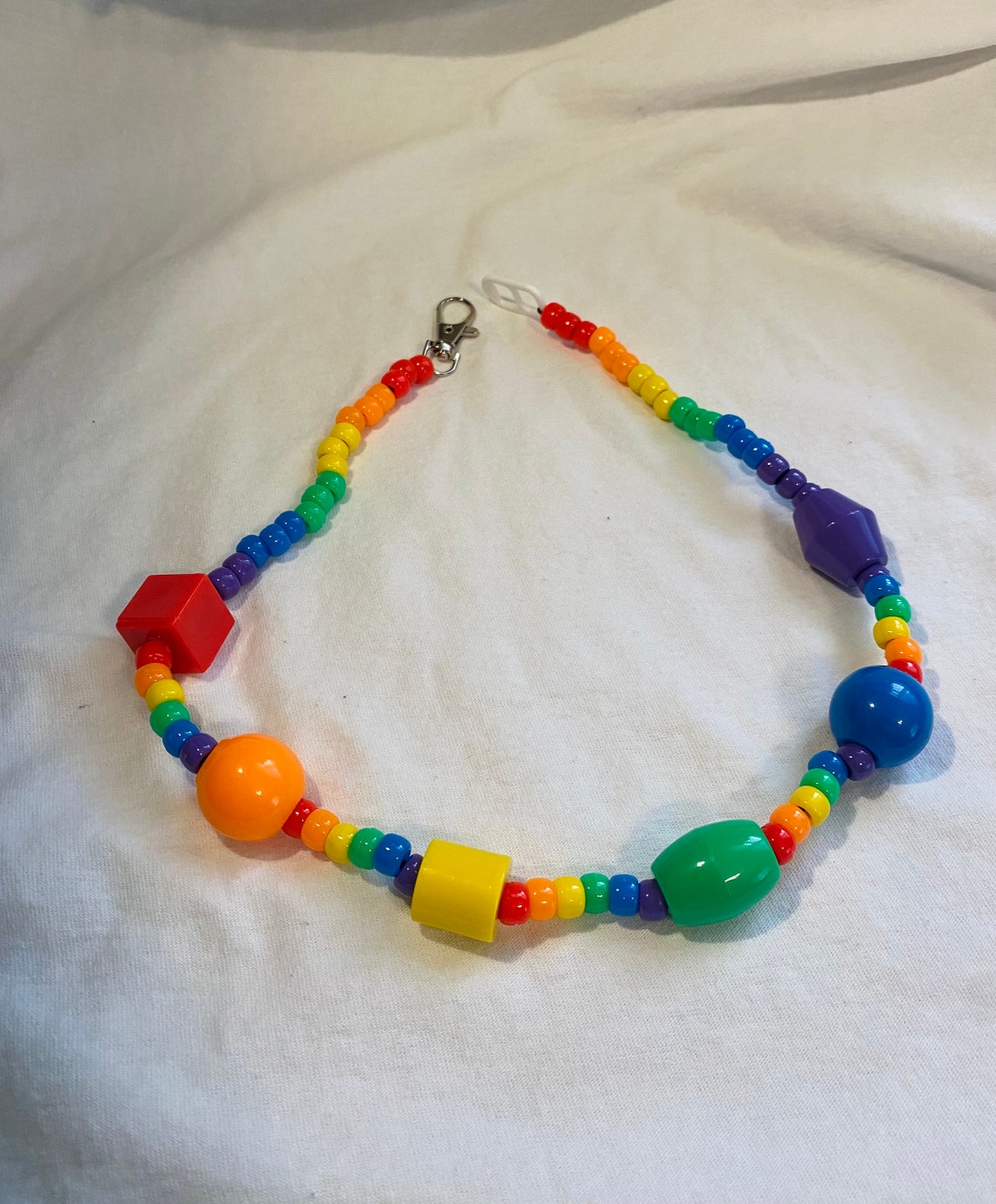 Decora Kei Kidcore Rainbow Jumbo Shapes Kandi Necklace - Etsy