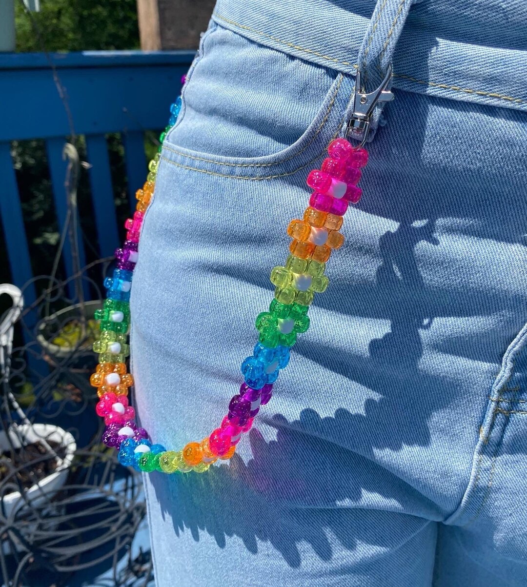 Sparkle Rainbow Kandi Flower Belt Chain - Etsy