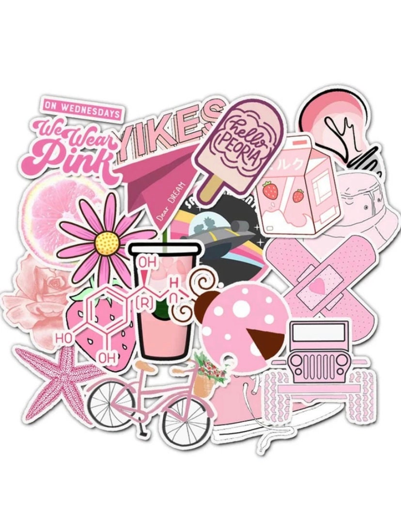 50 Pink Premium Sticker Pack| VSCO Stickers| Laptop Decals| Hydro ...