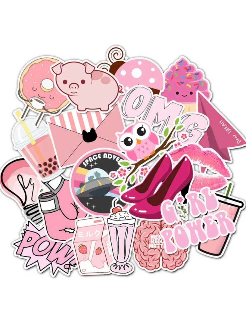 50 Pink Premium Sticker Pack| VSCO Stickers| Laptop Decals| Hydro ...