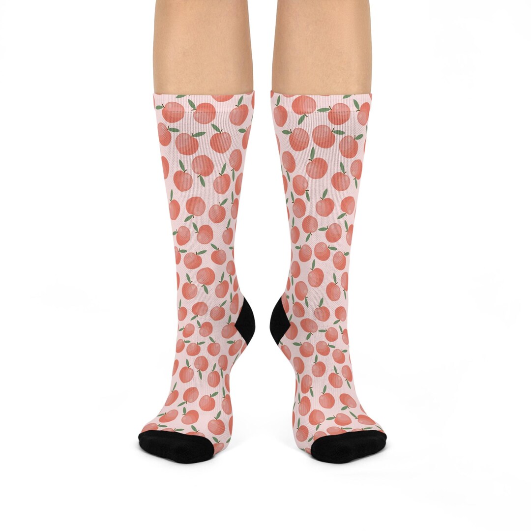 Peach Socks, Peach Print, Cottagecore Socks, Cute Socks for Her ...