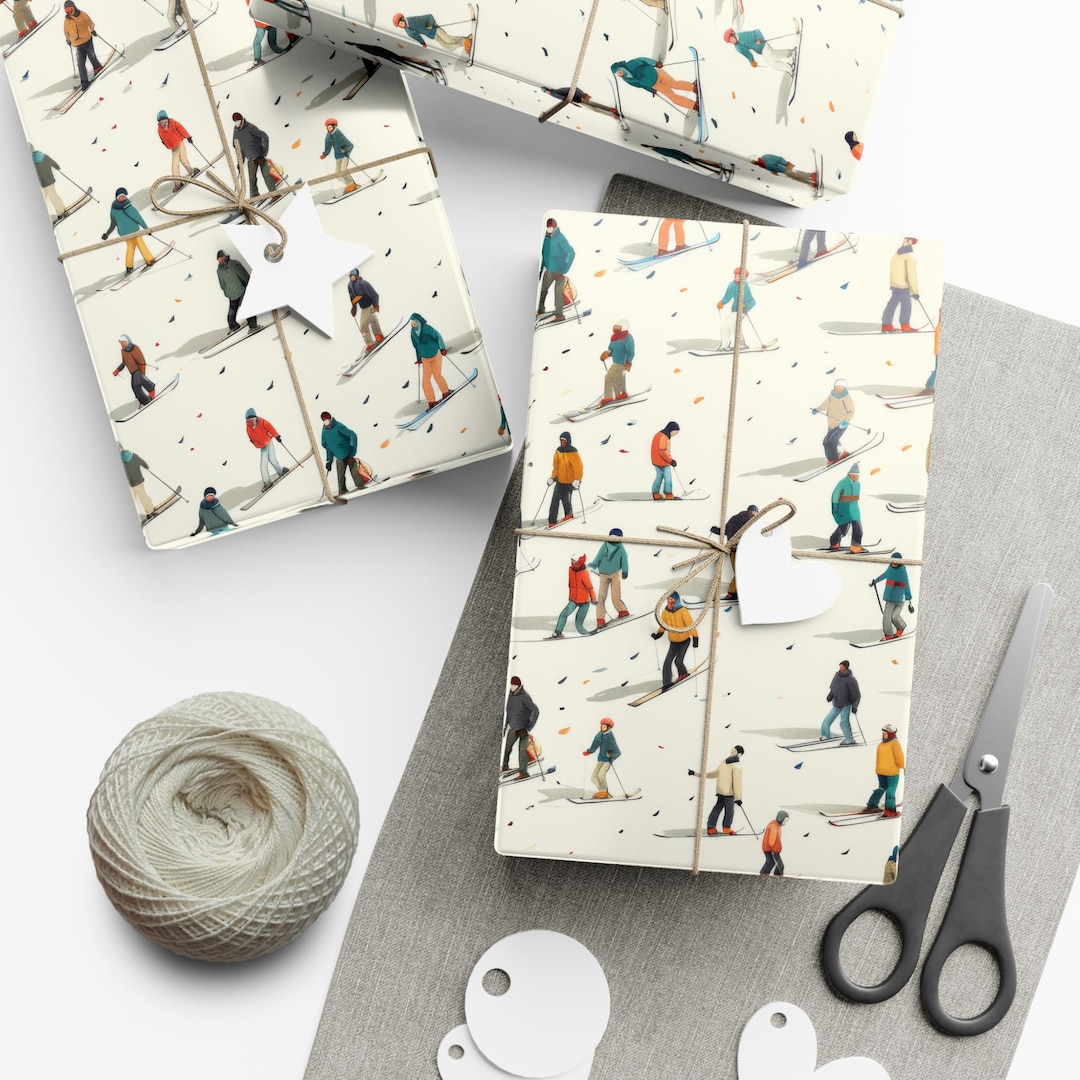 Skiing Wrapping Paper, Ski Wrapping Paper, Christmas Wrapping Paper - Etsy