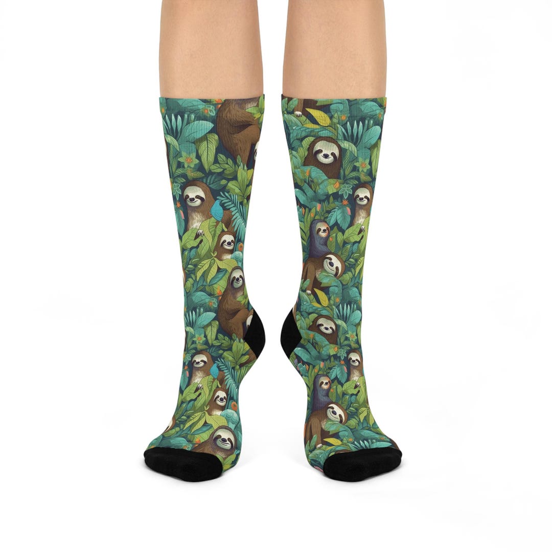 Sloth Socks, Sloth Gift, Gift for Her, Cute Socks, Sloth Print ...