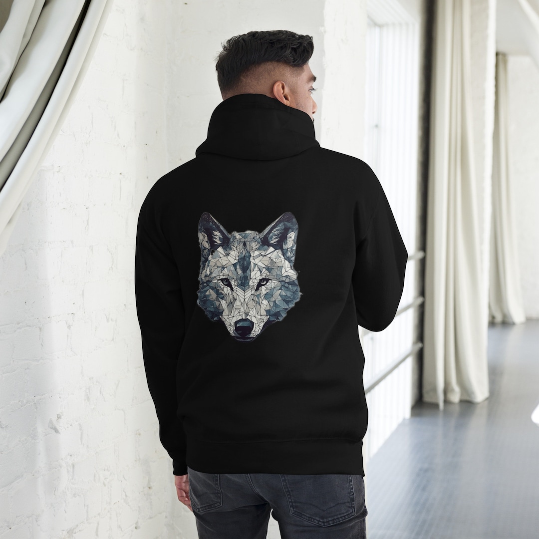 Geometric Wolf Hoodie | Blue Wolf Hoodie | Wolf Sweater | Wolf Gift ...