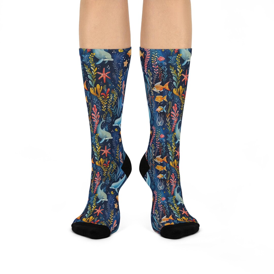 Dolphin Socks, Underwater Sea Animals, Coral Reef, Fish, Ocean Socks ...