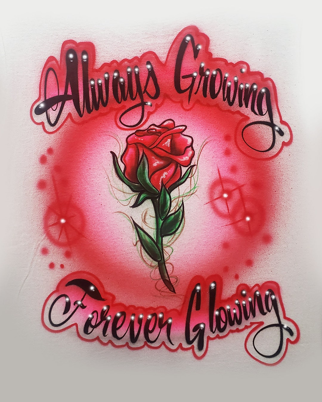 Airbrushed Rose Design Shirt With Personalized Name of Your Choice - Etsy