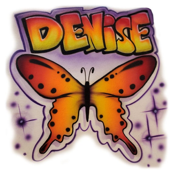 Airbrushed Butterfly Design Shirt With Personalized Name of | Etsy